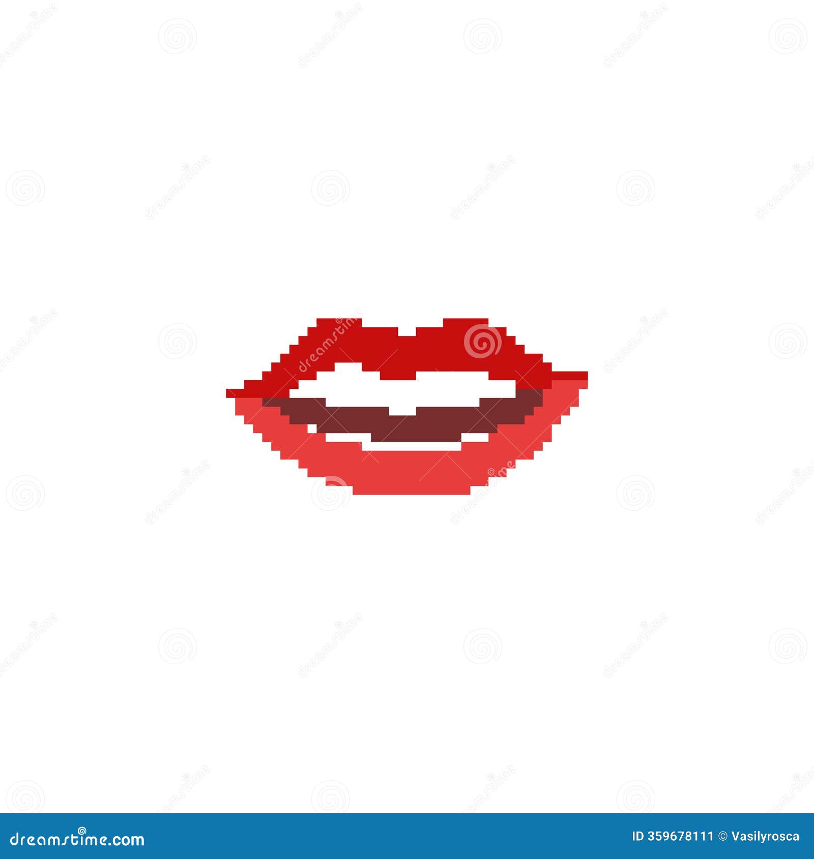 Pixelated Red Lips Illustration. Simple Pixel Art Red Lips with Open ...