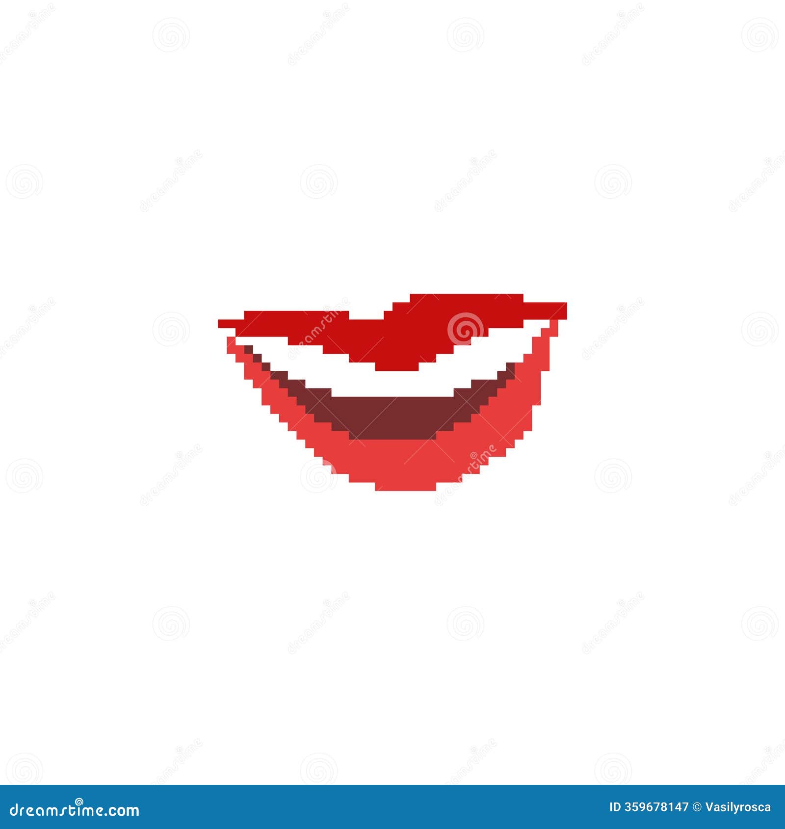 Pixelated Red Lips Illustration. Simple Pixel Art Red Lips with Open ...