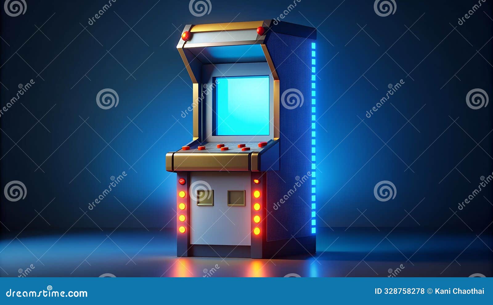 Pixelated Retro Arcade Machine with Glowing Insert Coin Message ...