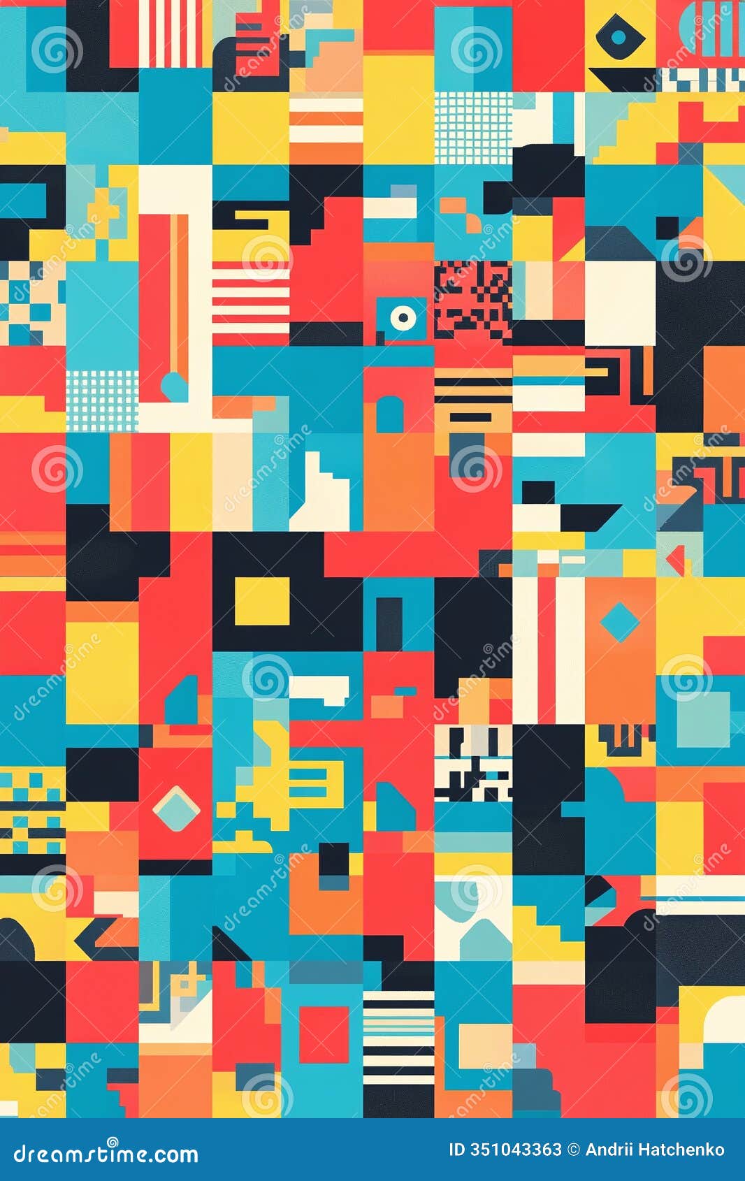 A Pixelated Retro Design with Bright Bold Squares for a Nostalgic Theme ...