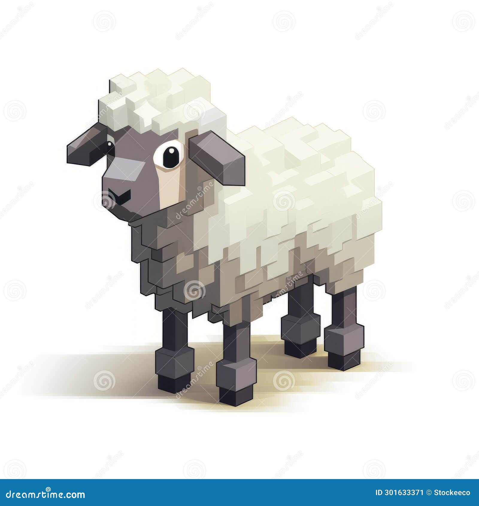 Pixelated Sheep: Isometric, Tangible Texture, Realistic Rendering Stock ...