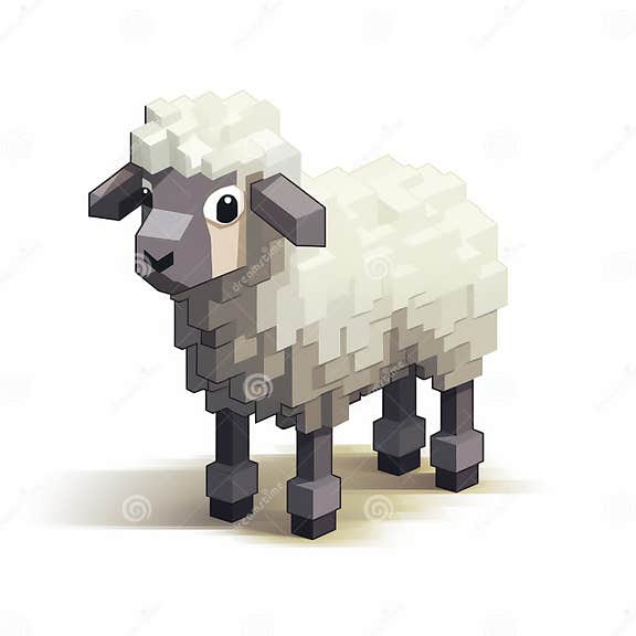Pixelated Sheep: Isometric, Tangible Texture, Realistic Rendering Stock ...