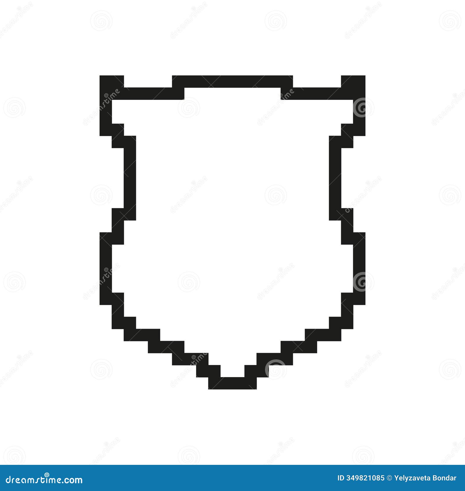 Pixelated Shield Outline Icon. Security And Protection Symbol In Pixel ...