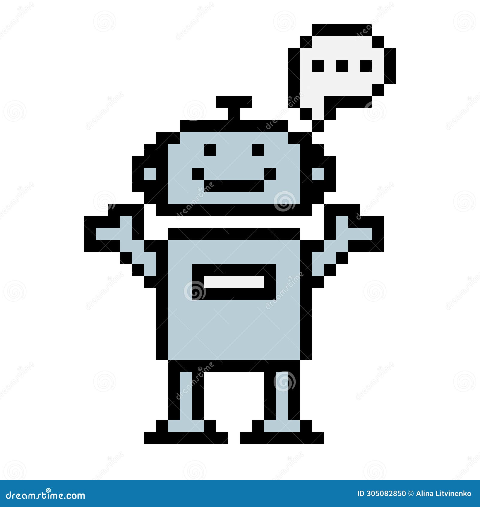 Pixelated Smiling Robot. Chatbot Illustration. Online Bot Support Stock ...