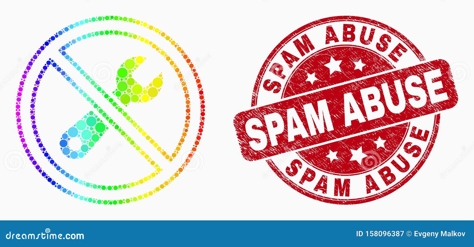 Vector Bright Dot Forbidden Repair Icon and Scratched Spam Abuse Stamp ... Vector Bright Dot Forbidden Repair Icon and Scratched Spam Abuse Stamp ...
