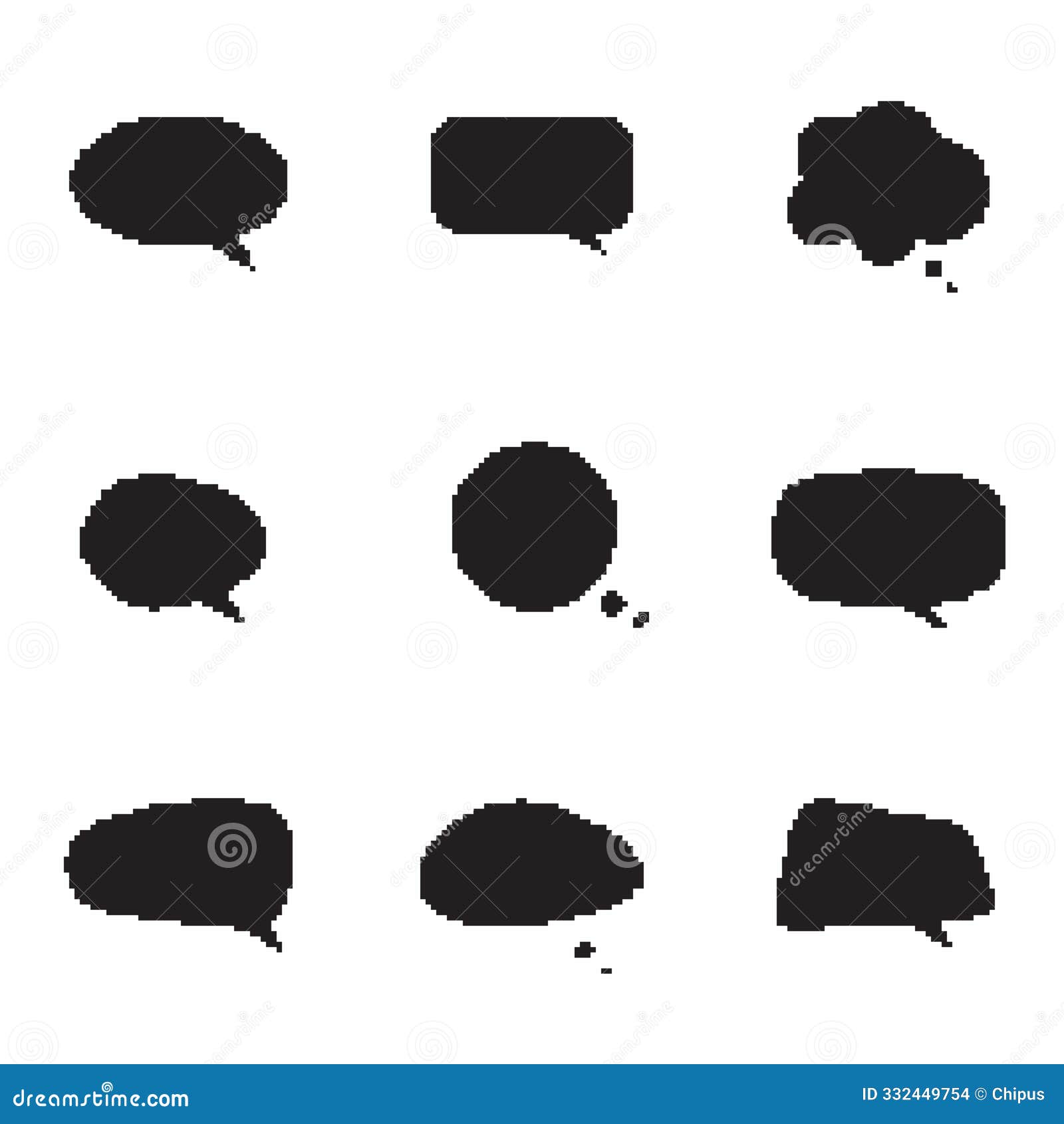 Pixelated Speech Bubbles. Pixel Art Style. Stock Illustration ...