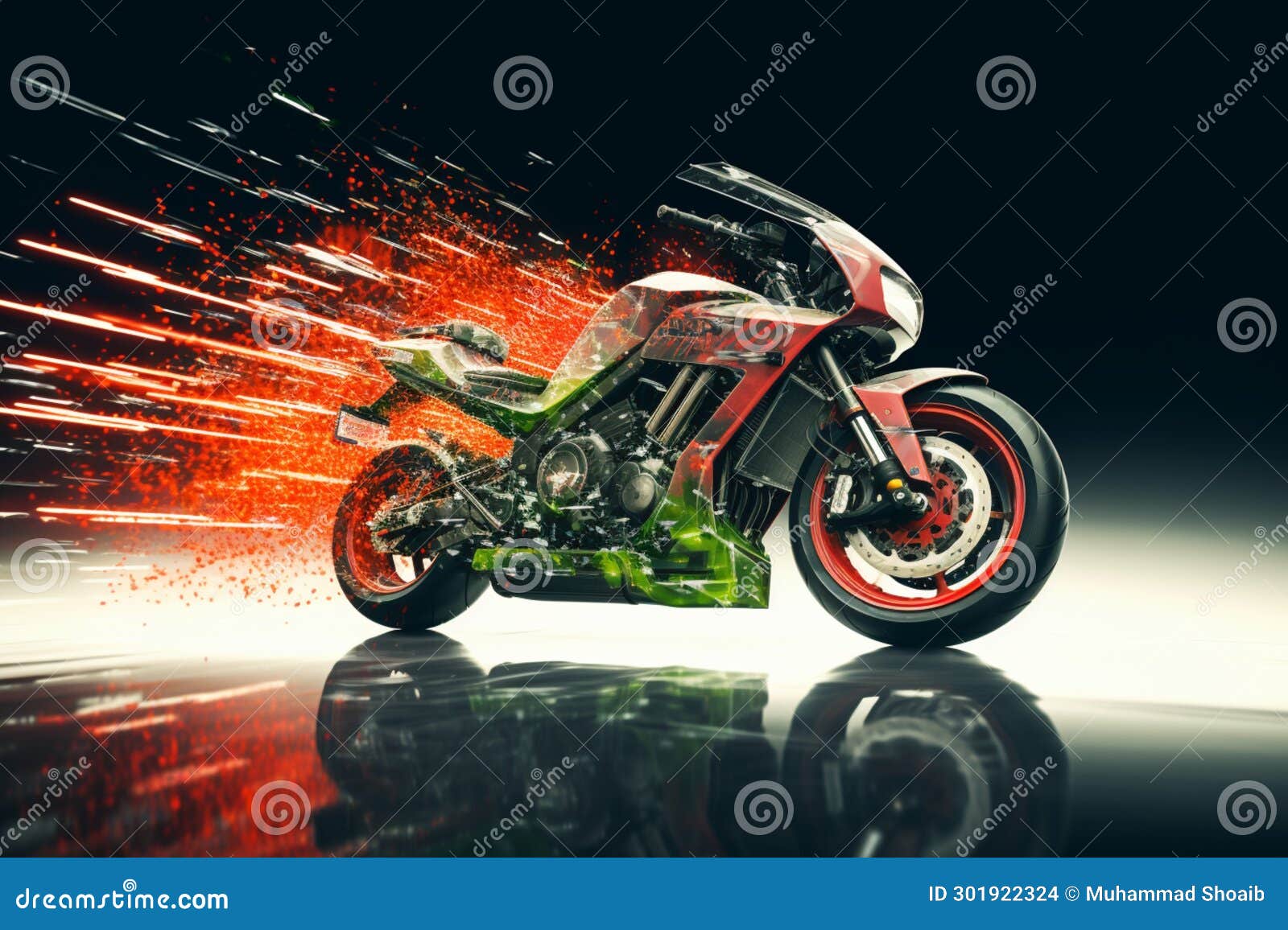Pixelated Speed Trails Behind A Heavy Bike Create Dynamic Visual Stock ...