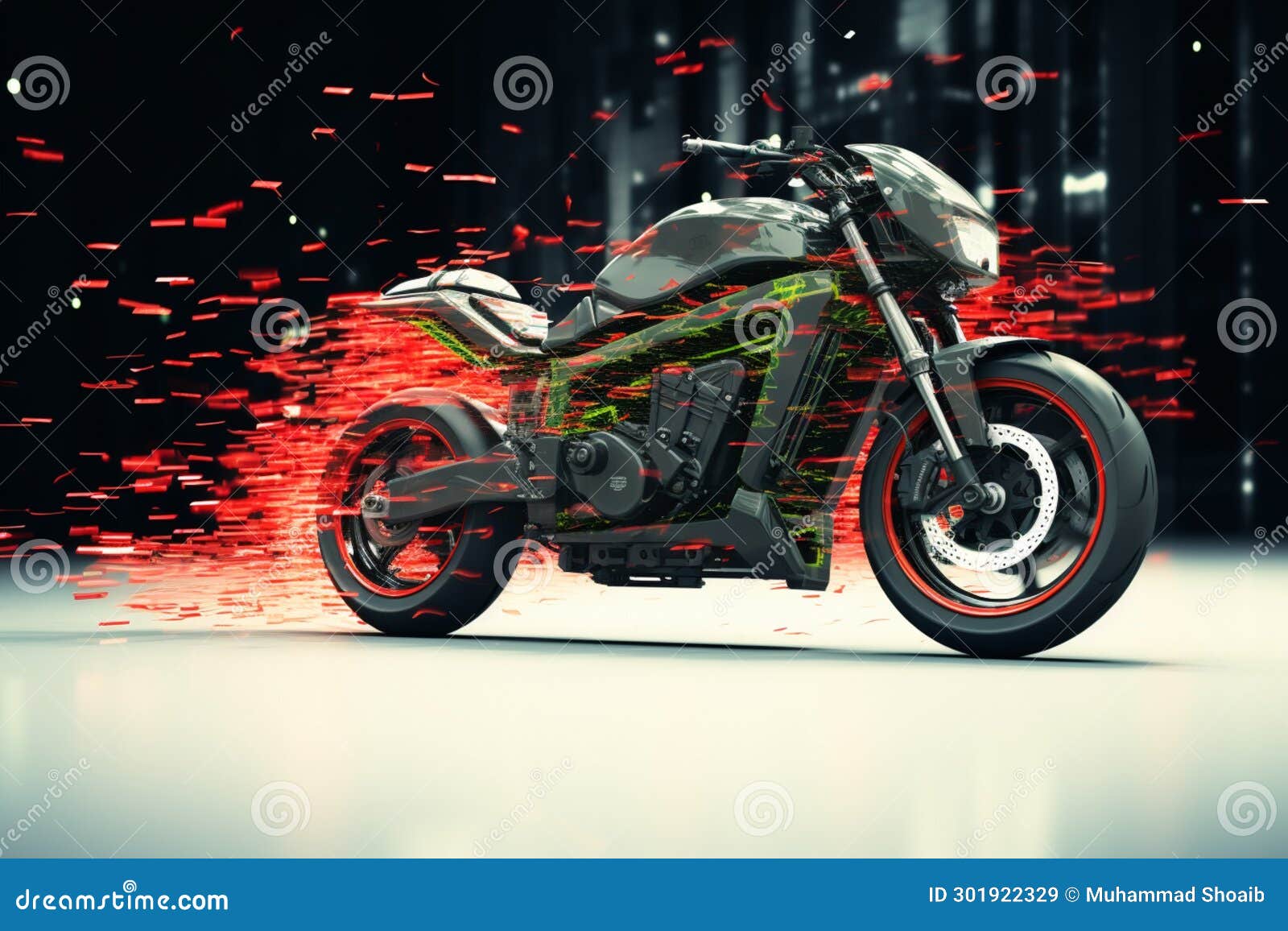 Pixelated Speed Trails Behind A Heavy Bike Create Dynamic Visual Stock ...