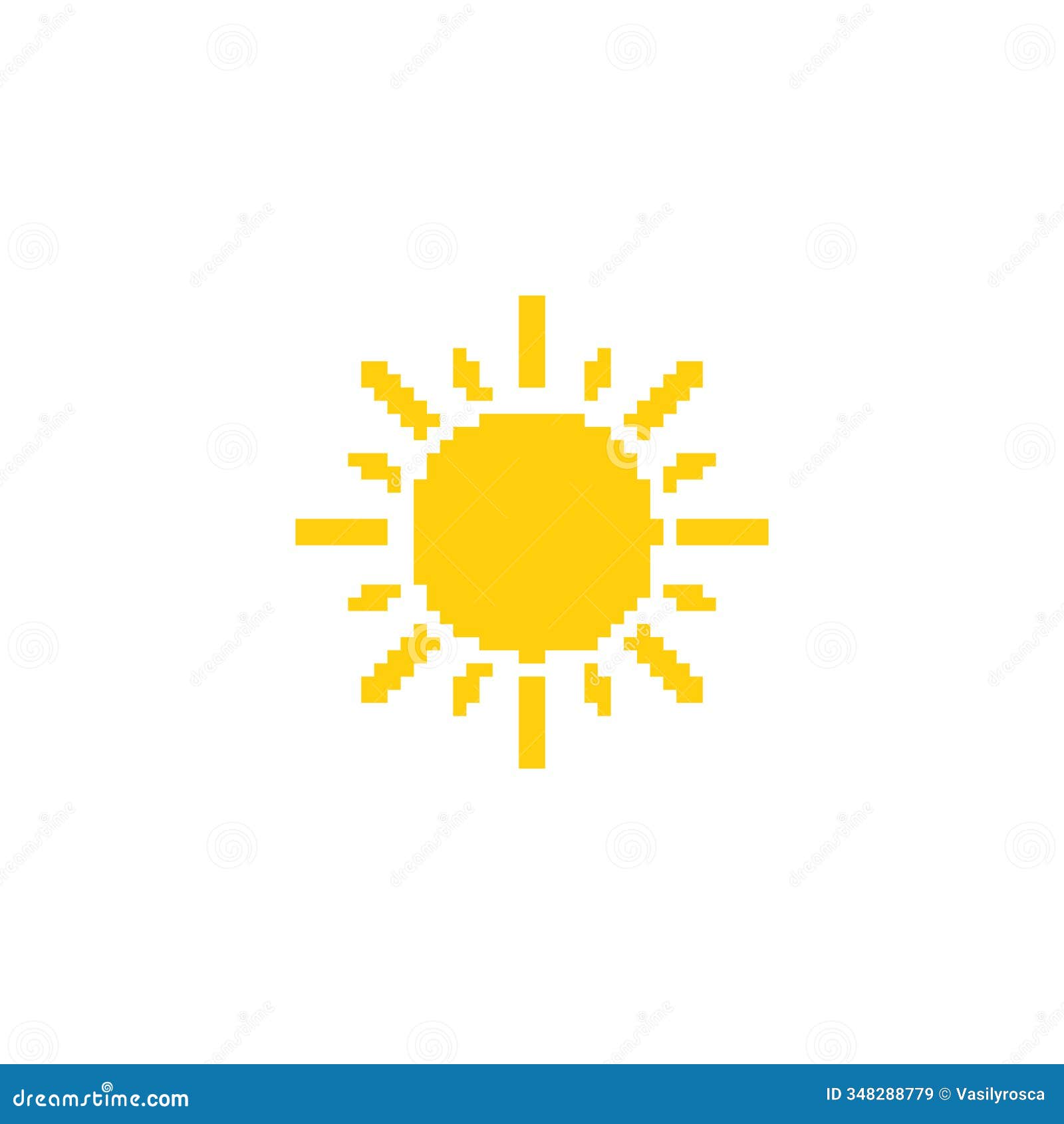 Pixelated Sun Illustration. Simple Pixel Art of a Yellow Sun with Rays ...