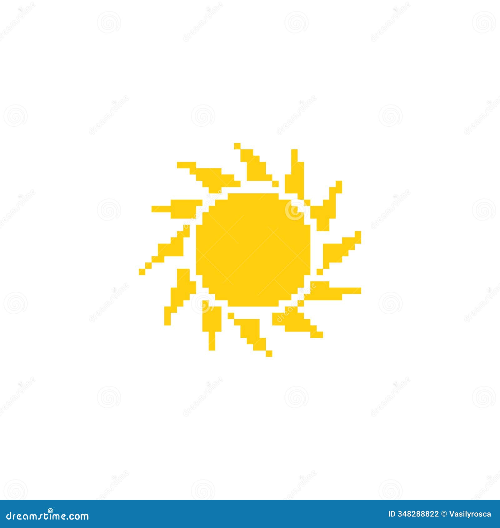 Sun With Rays, Pixel Art Isolated On Transparent Background. Center Of ...