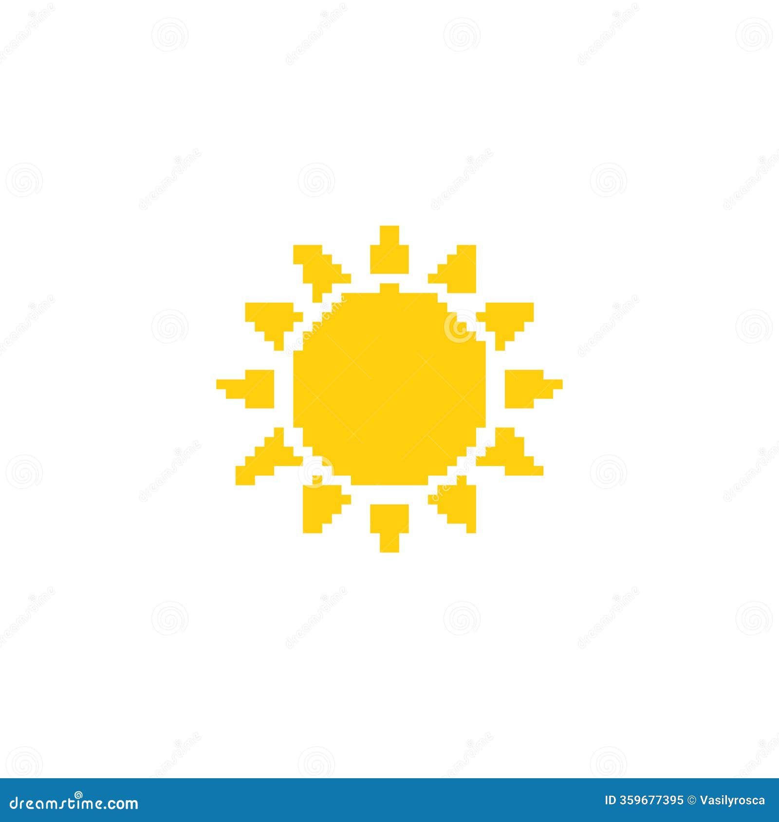 Pixelated Sun Illustration. Simple Pixel Art of a Yellow Sun with Rays ...