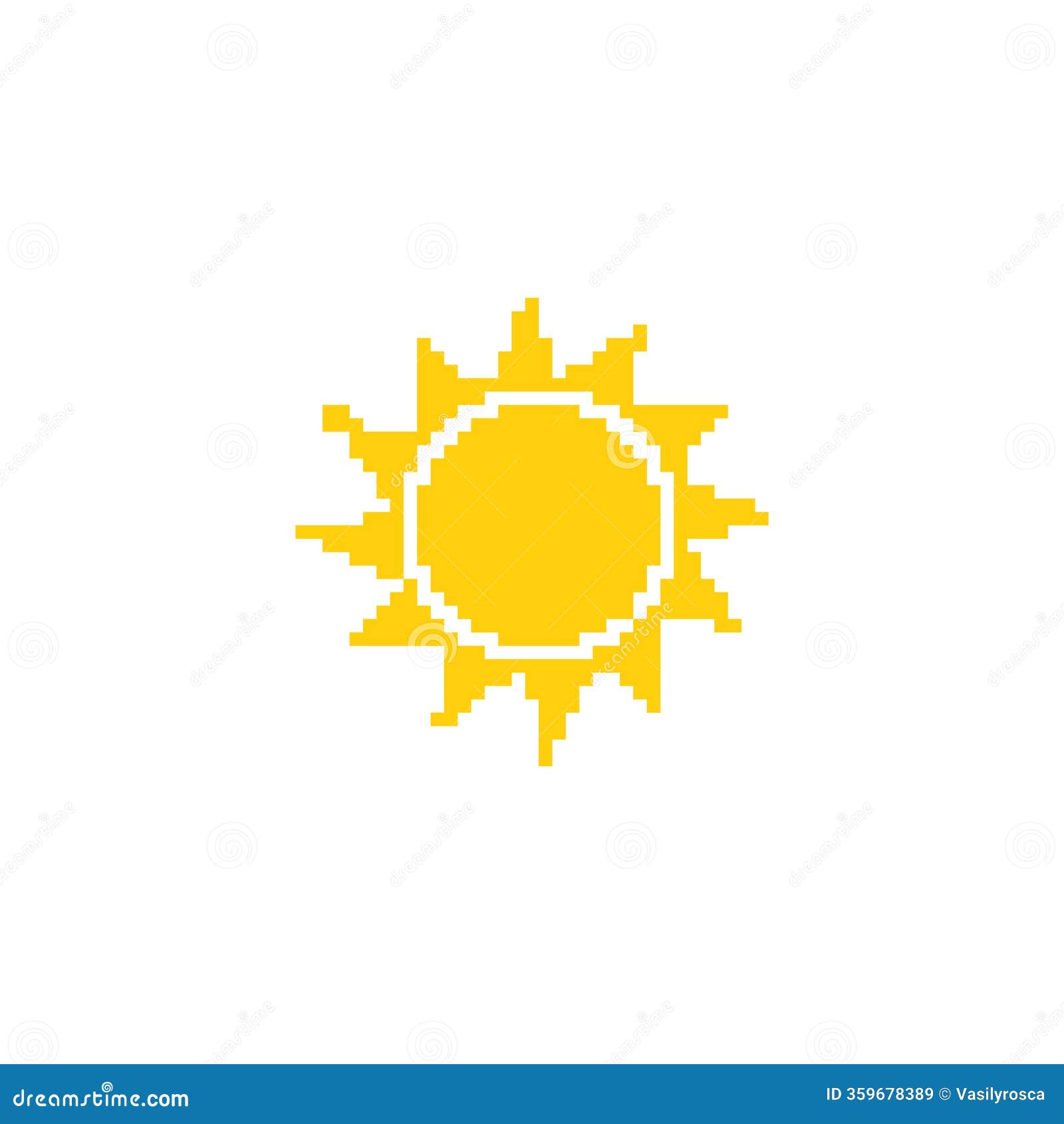 Pixelated Sun Illustration. Simple Pixel Art of a Yellow Sun with Rays ...