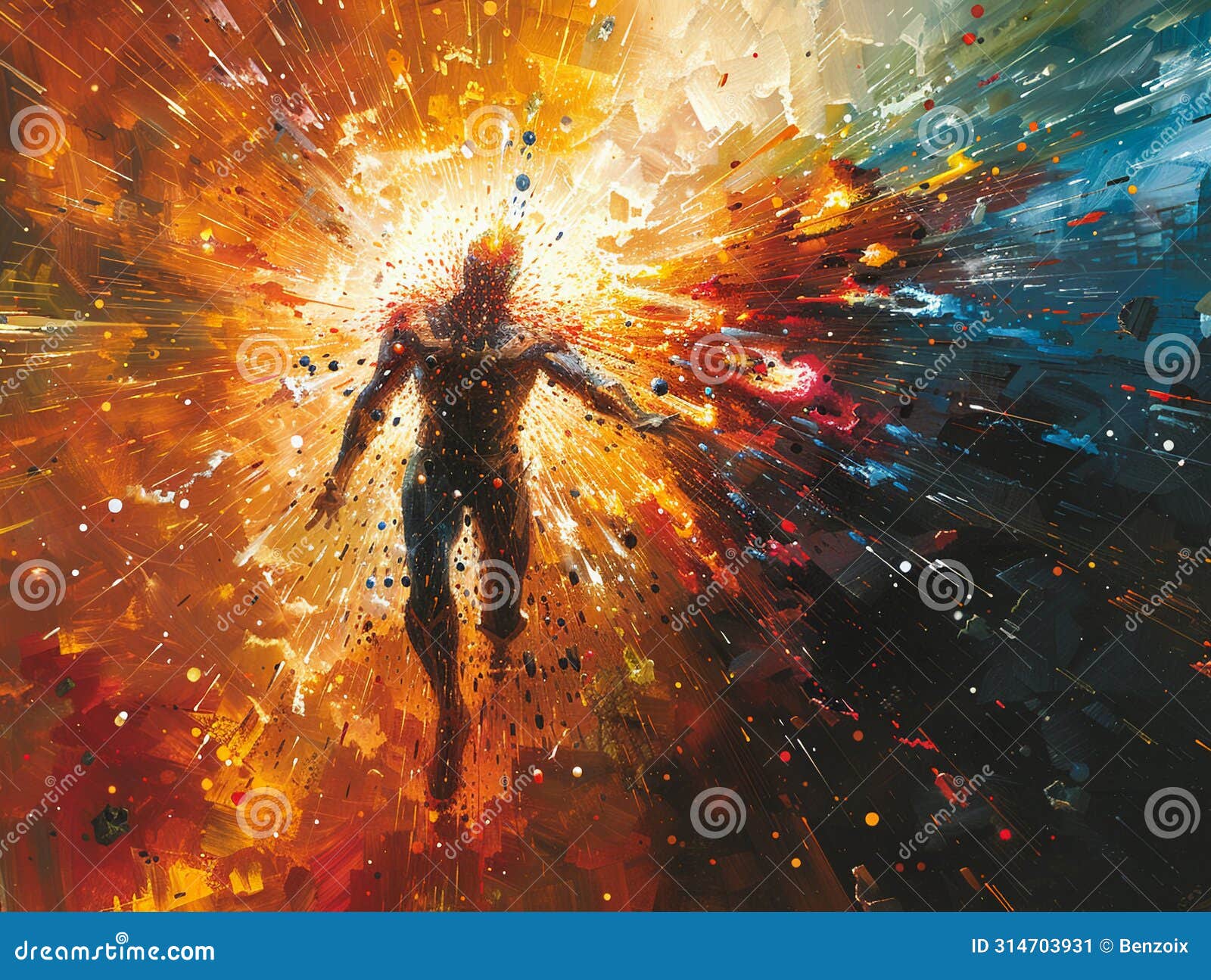 Pixelated Superhero Action Sequence for a Comic Book the Panel Blurs ...