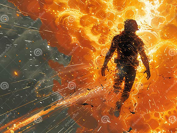 Pixelated Superhero Action Sequence for a Comic Book the Panel Blurs ...