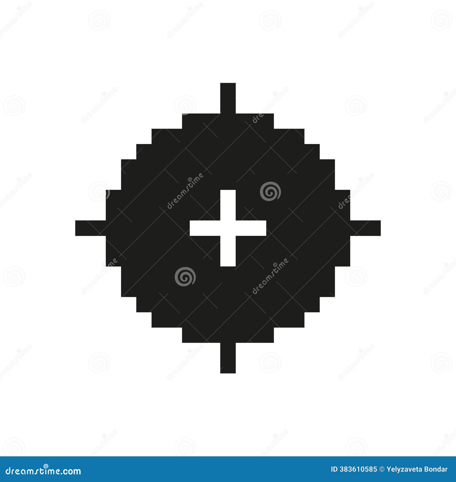 Pixelated Target Icon. Retro Gaming Crosshair Symbol. Focused Aim ...
