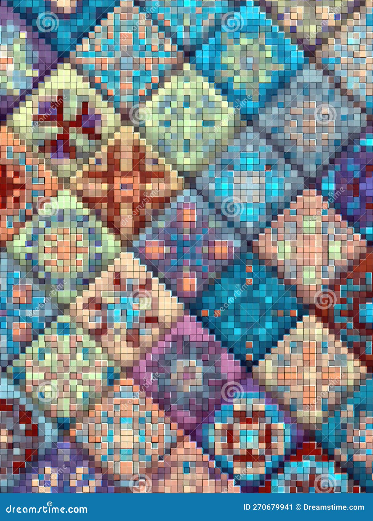 Pixelated Tiling Style of Illustration Design with Cute Colour Palette ...