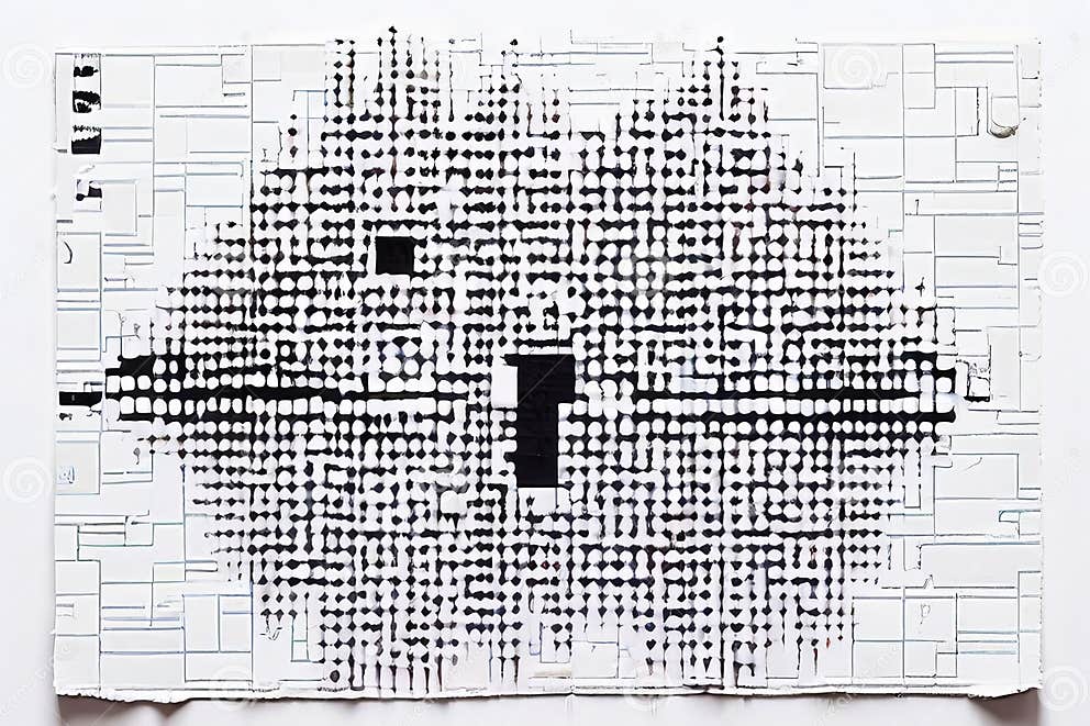 Pixelated Torn Edges White Paper with Pixelated Black Matrix Cod Stock ...