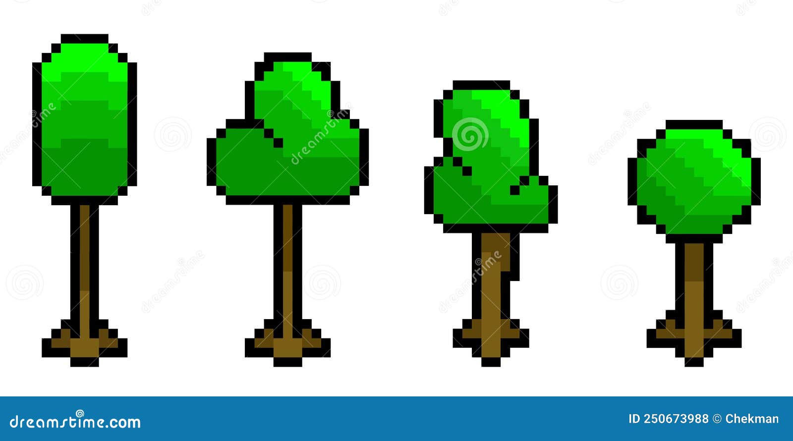 Pixelated Tree Icon Isolated. Set of Pixelated Tree Icons. Vector ...