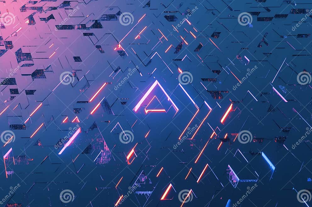 Pixelated Triangle Design Forms Glowing Technology Abstraction in ...