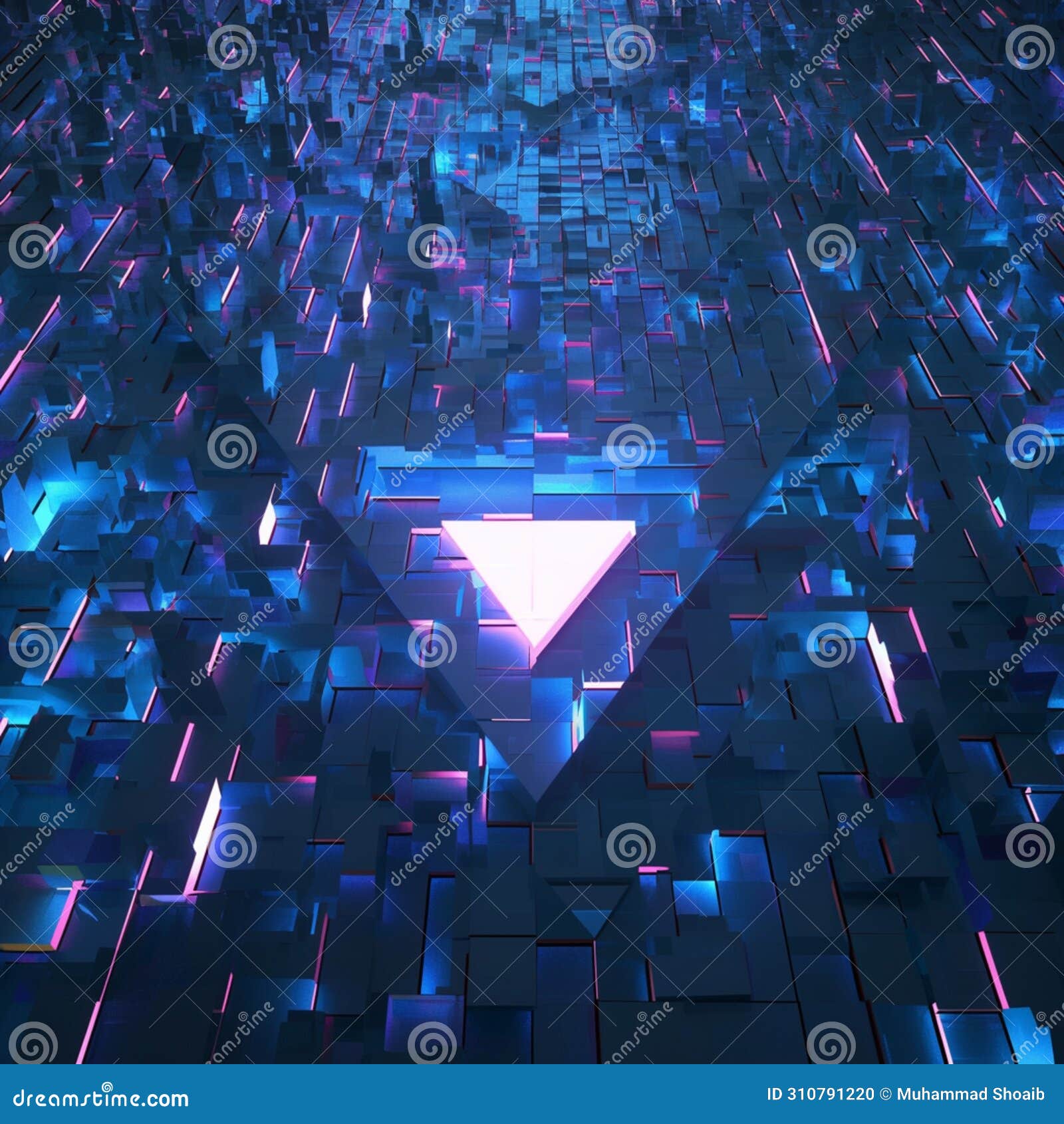 Pixelated Triangle Design Forms Glowing Technology Abstraction in ...