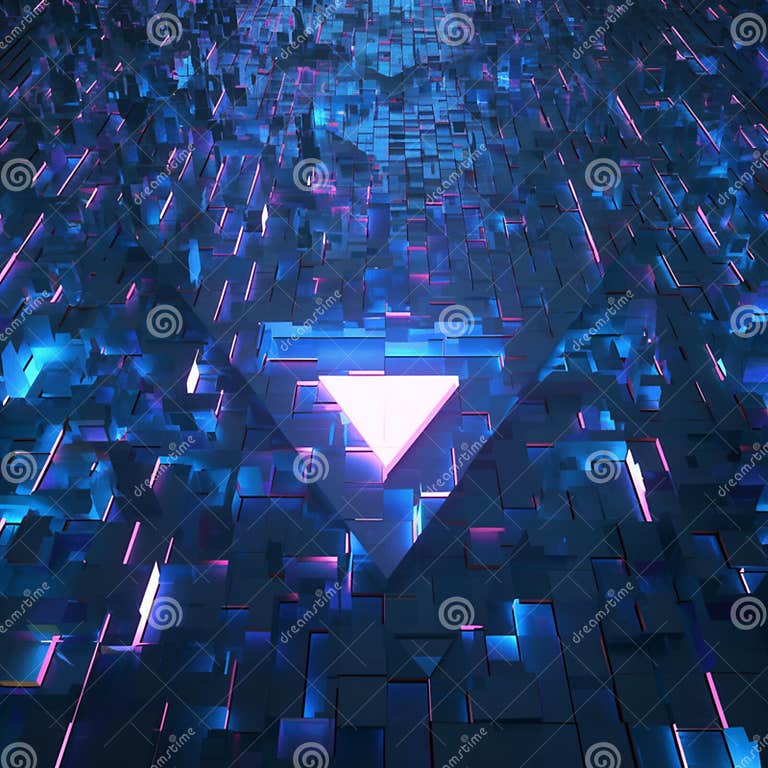 Pixelated Triangle Design Forms Glowing Technology Abstraction in ...