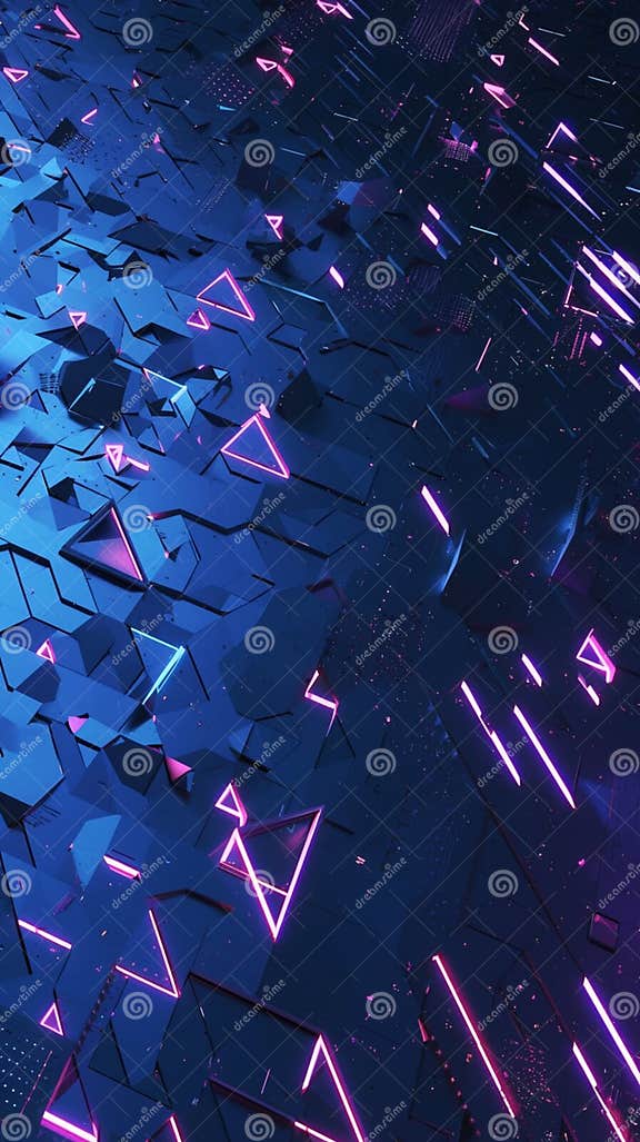 Pixelated Triangle Design Forms Glowing Technology Abstraction in ...