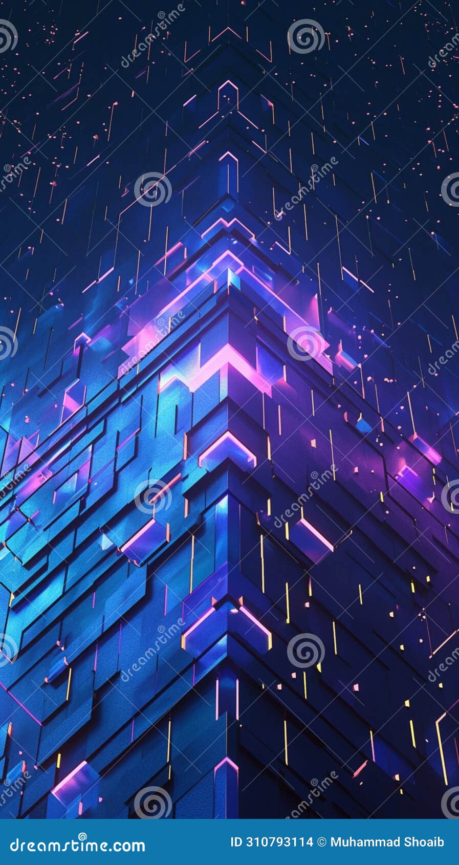 Pixelated Triangle Design Forms Glowing Technology Abstraction in ...