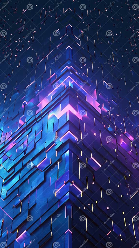 Pixelated Triangle Design Forms Glowing Technology Abstraction in ...