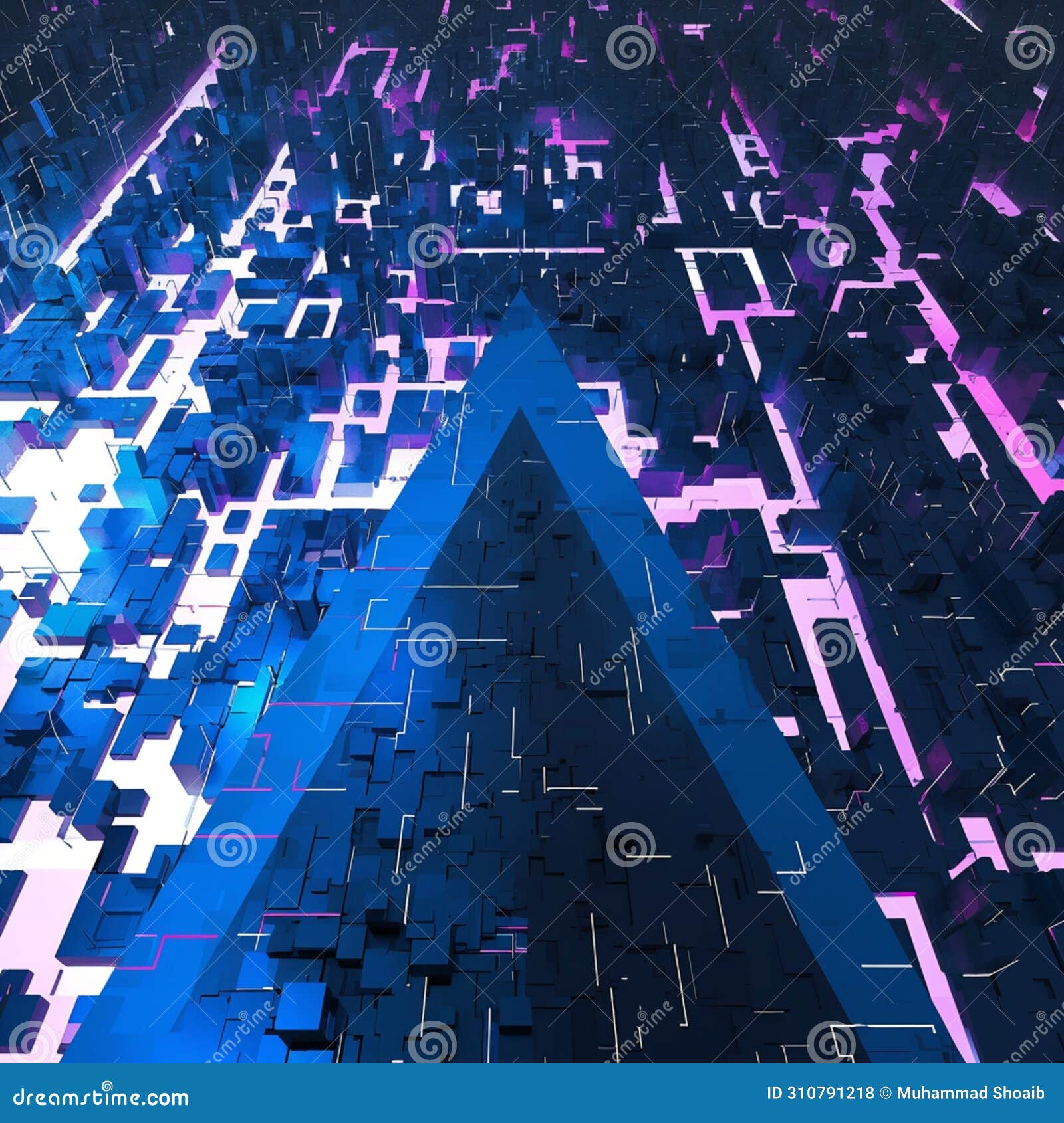 Pixelated Triangle Design Forms Glowing Technology Abstraction in ...