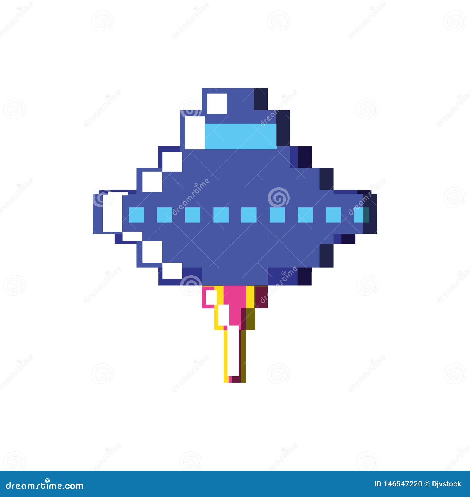 Pixelated ufo game icon stock illustration. Illustration of pixels ...