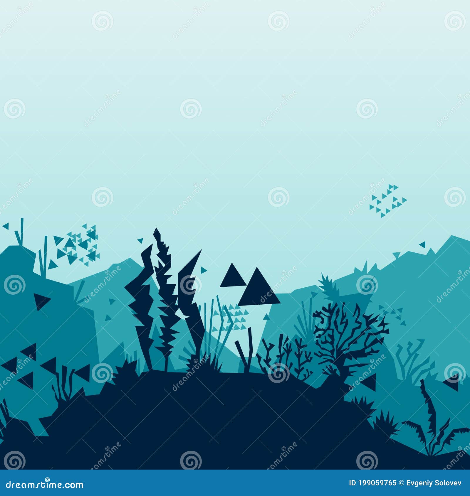 Pixelated Underwater World. Algae and Fish. Open World Stock ...
