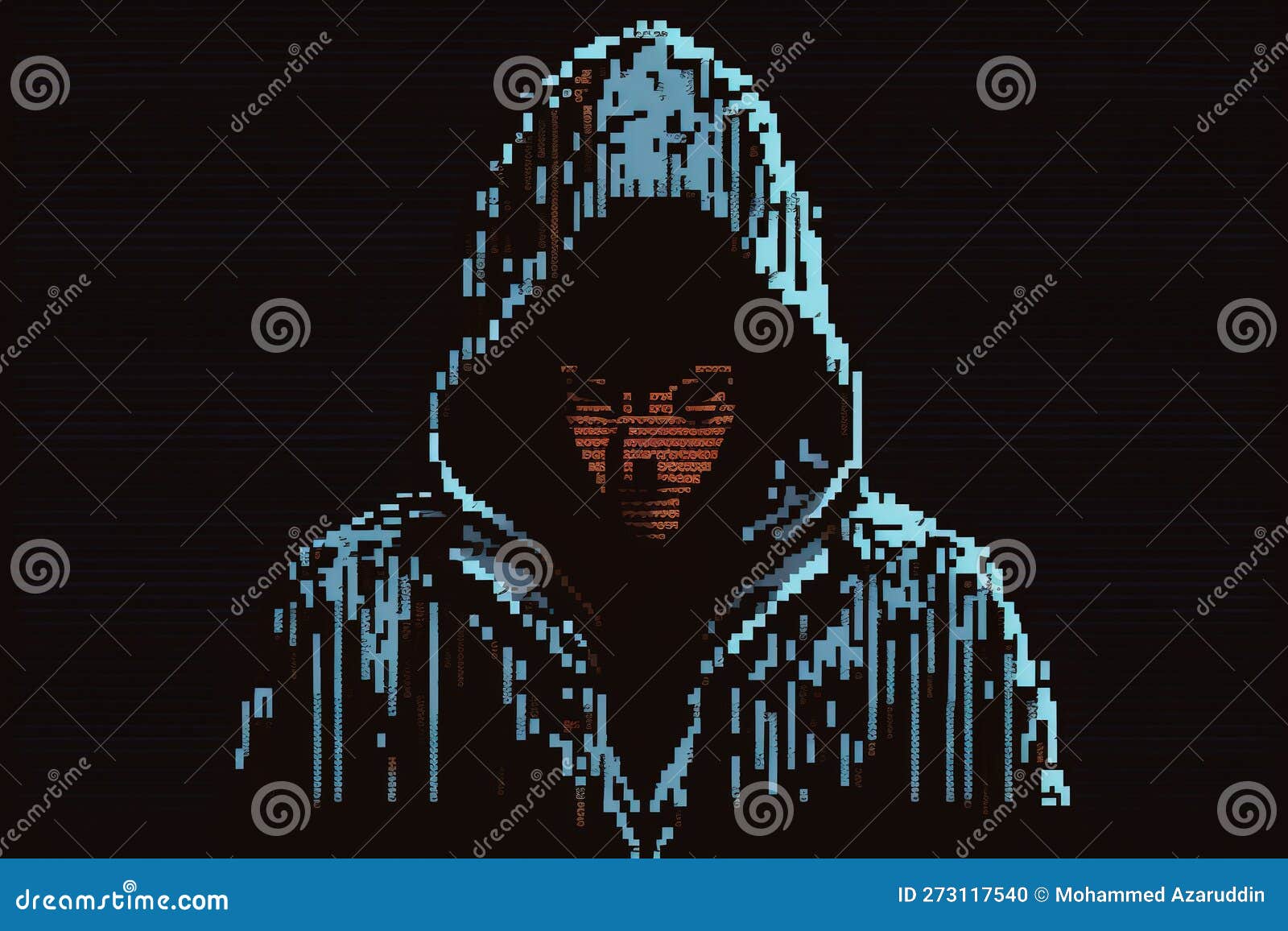 Pixelated Unrecognizable Hooded Cyber Criminal Stock Illustration ...