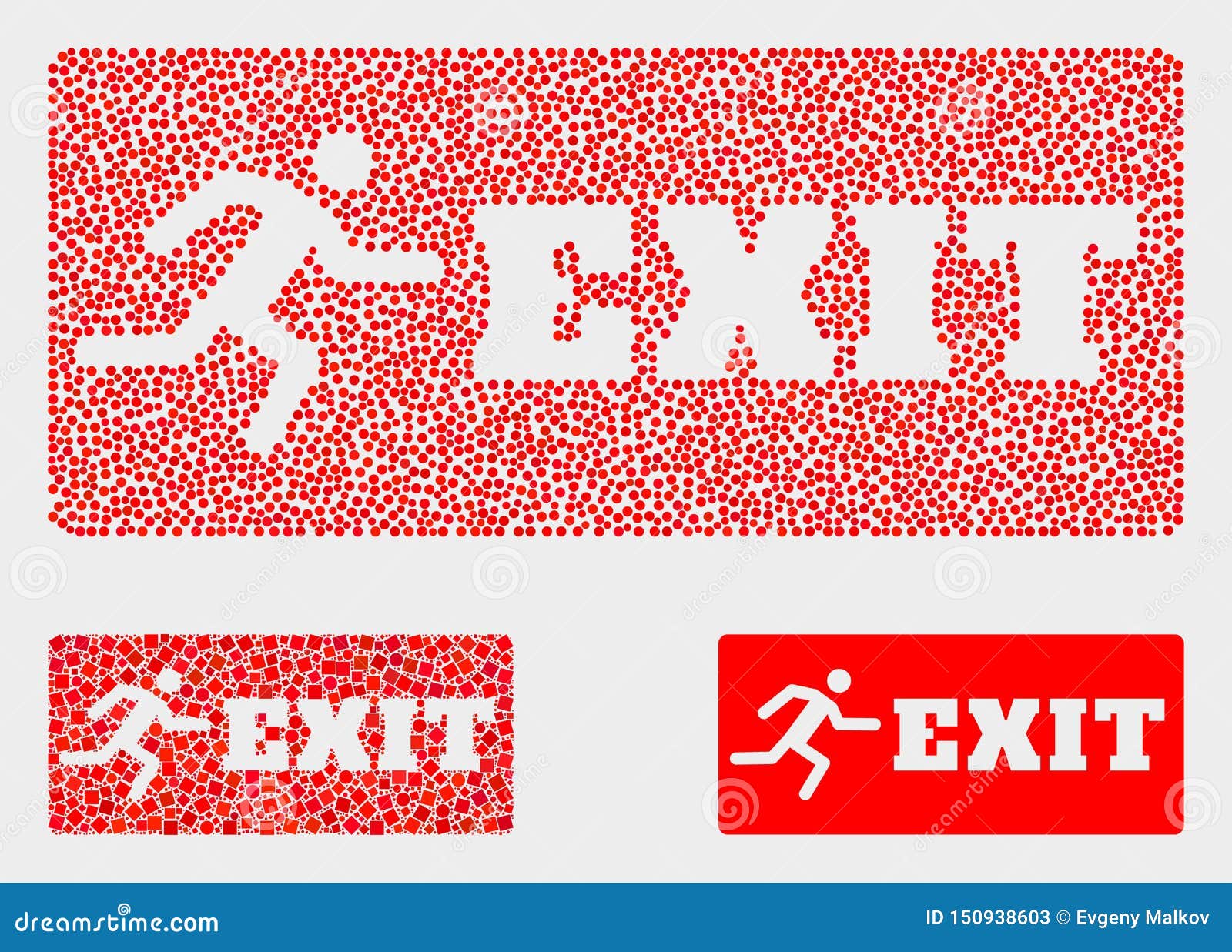 Pixelated Vector Emergency Exit Icons Stock Vector - Illustration of ...