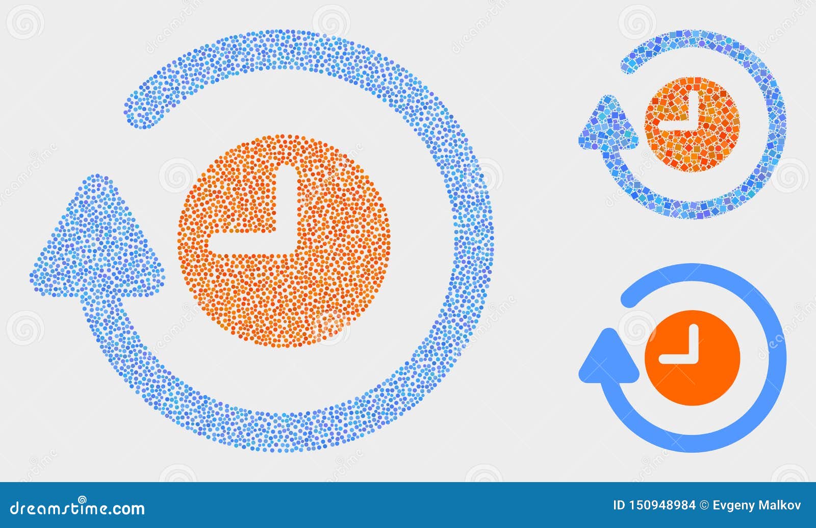 Pixelated Vector Rotate Clockwise Icons Stock Vector - Illustration of ...
