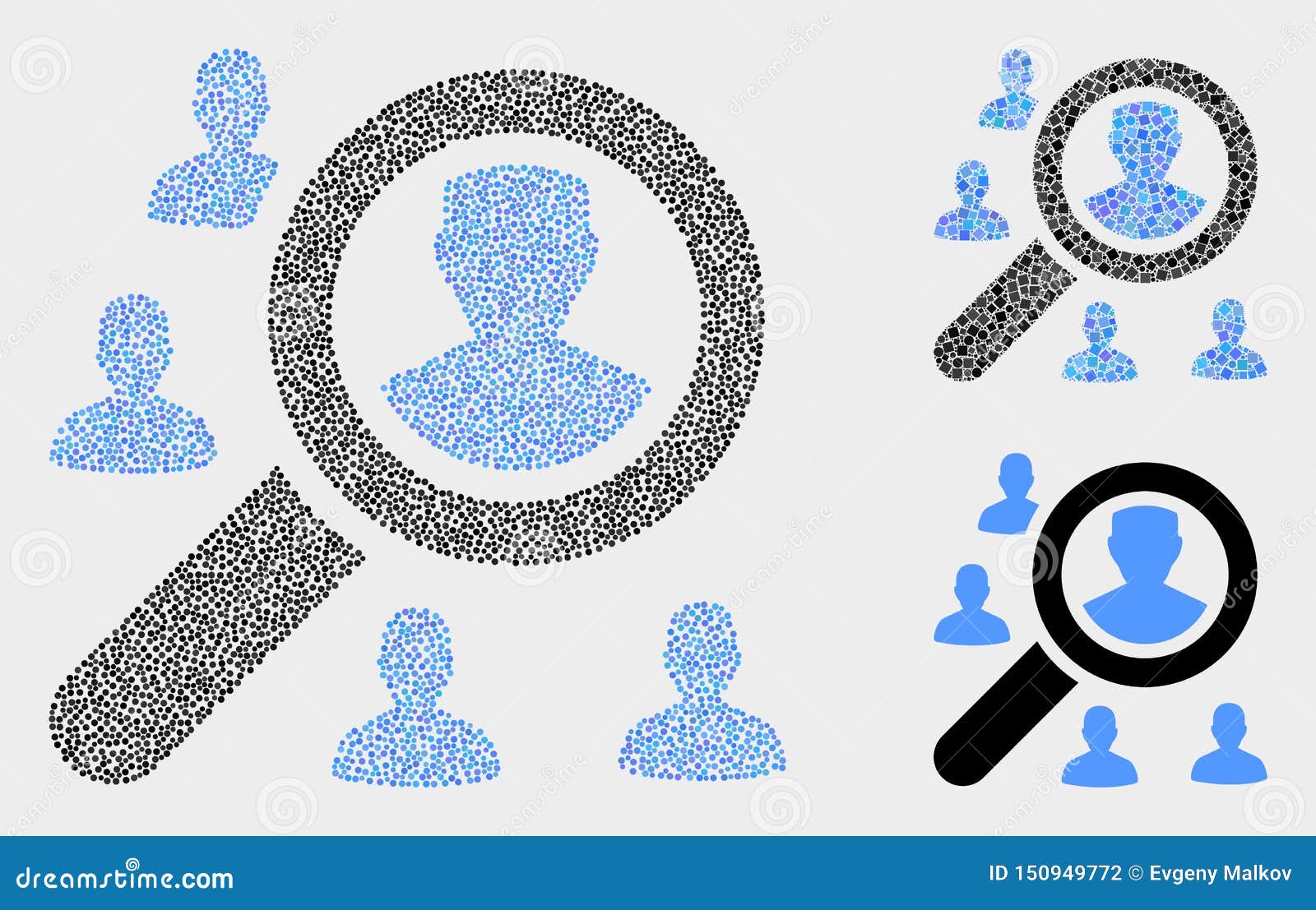 Pixelated Vector Search Users Icons Stock Vector - Illustration of ...