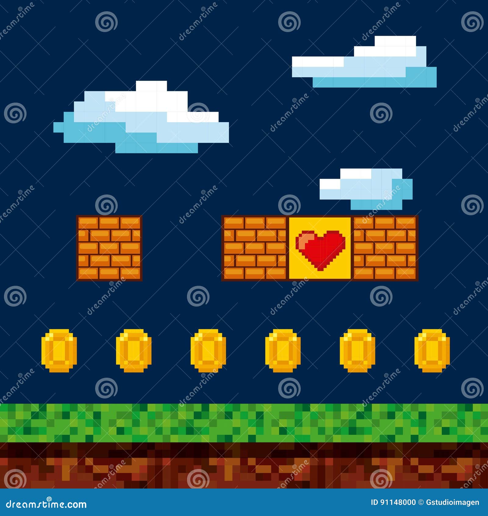 Pixelated Video Game Icons Cartoon Vector | CartoonDealer.com #91148079