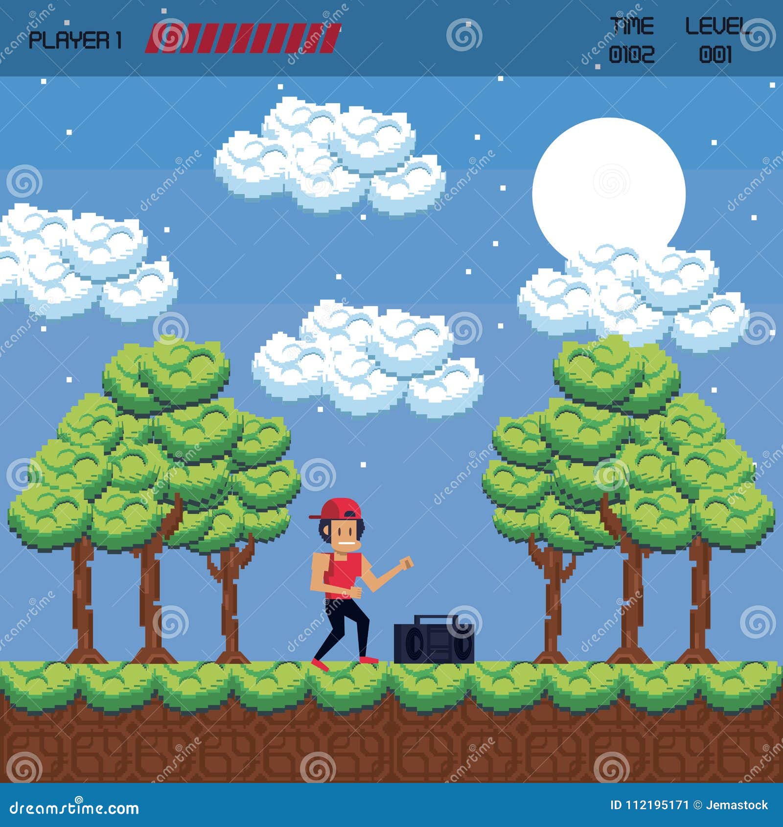 Pixelated Videogame Scenery Stock Vector - Illustration of pixelated ...