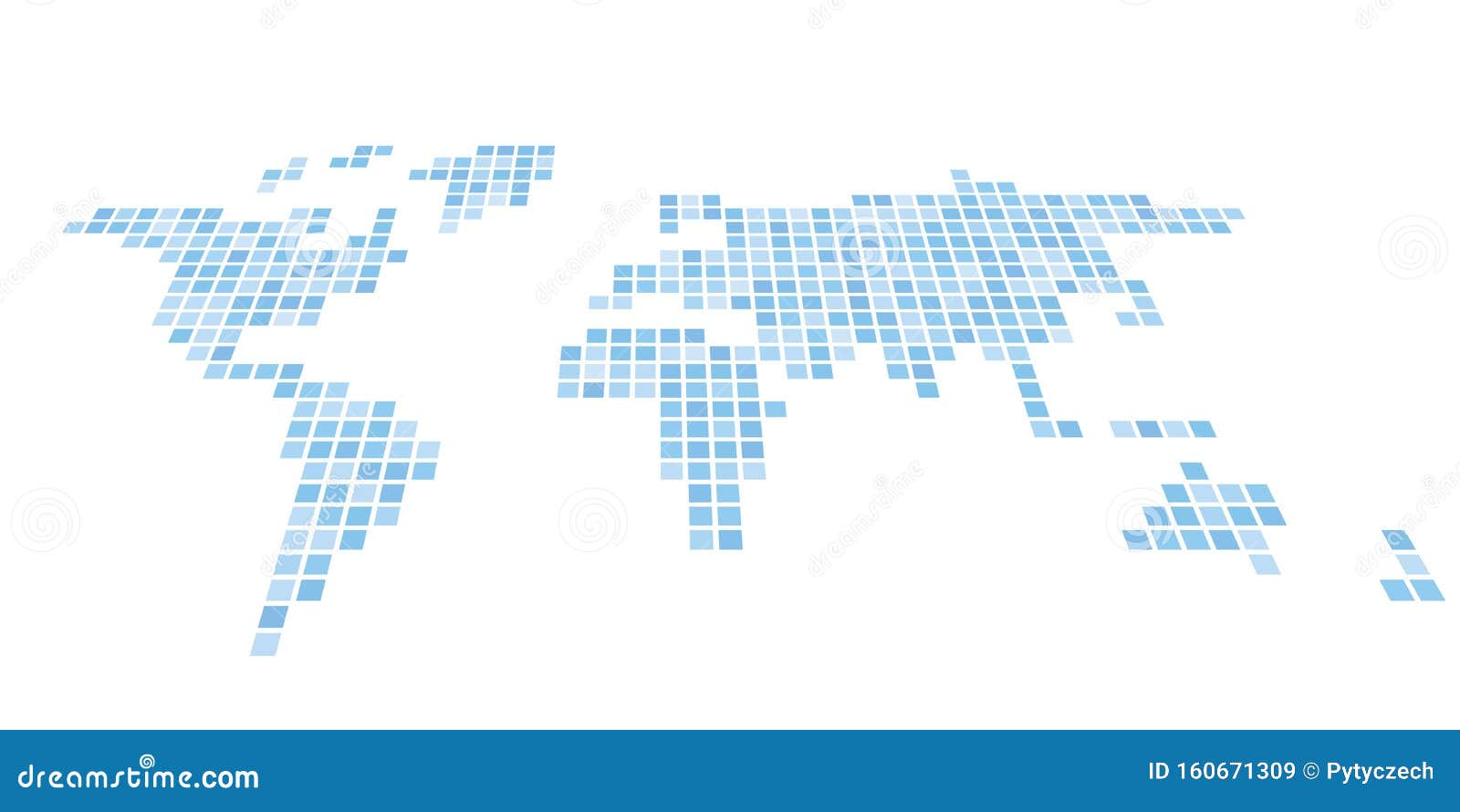 Pixelized Map of World. Front Perspective Stock Vector - Illustration ...