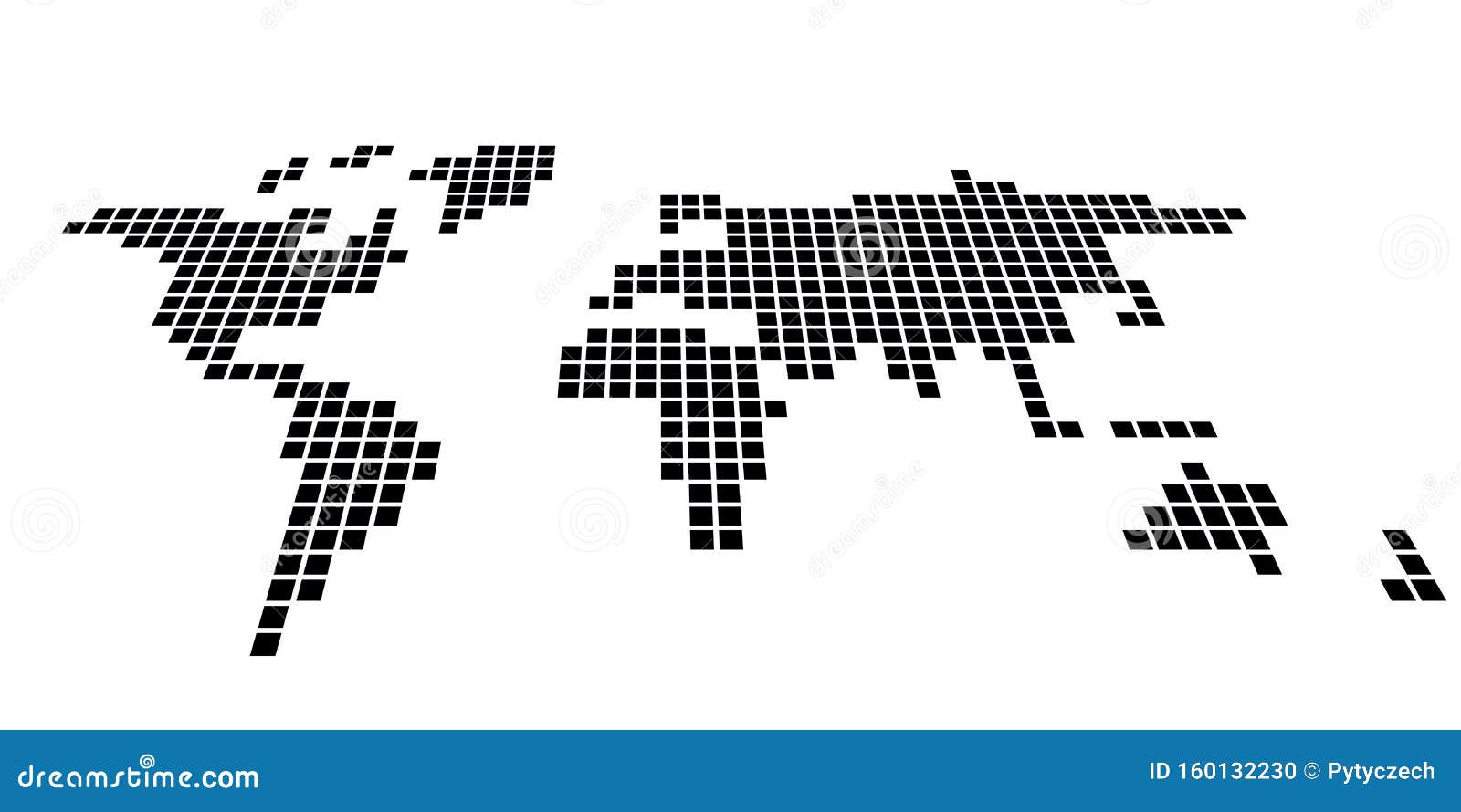 Pixelized Map of World. Front Perspective Stock Vector - Illustration ...