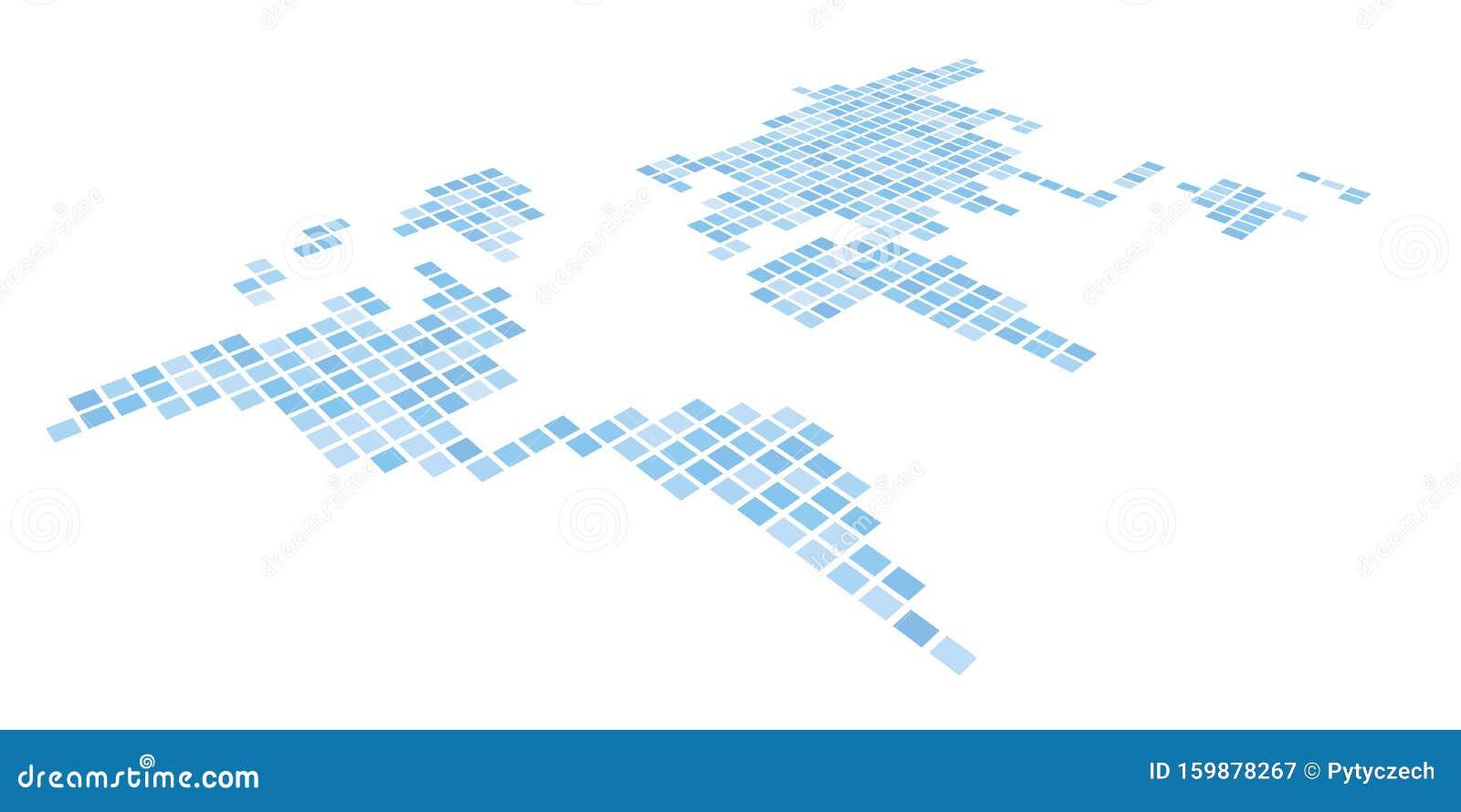 Pixelized Map of World. Side Perspective Stock Vector - Illustration of ...