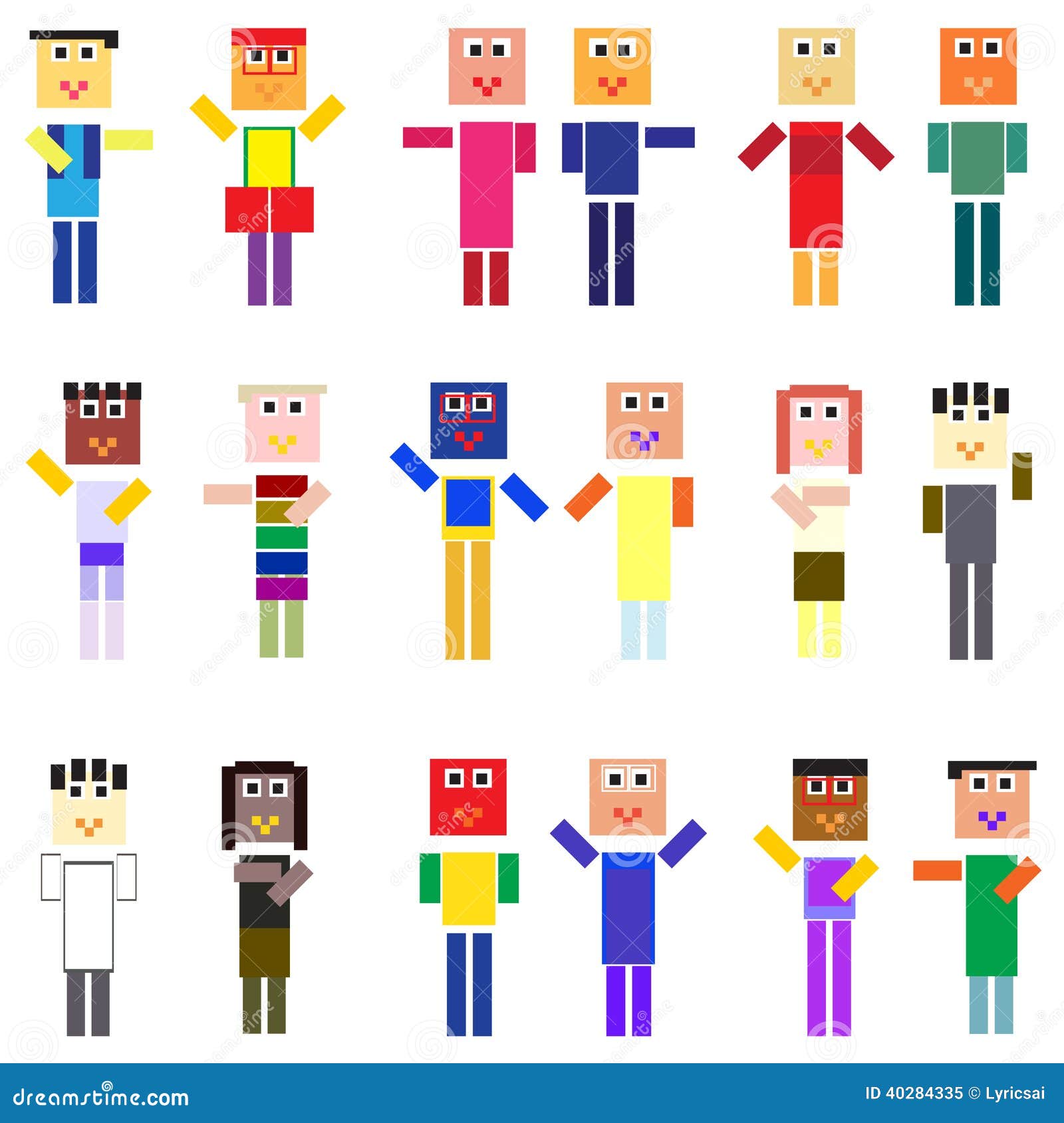 Pixelized people stock vector. Illustration of isolated - 40284335