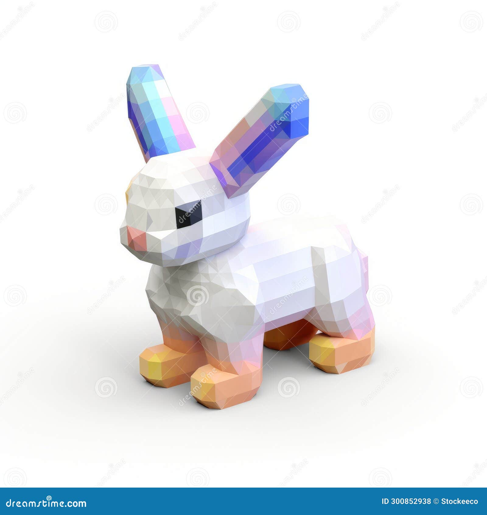 Pixelized Rabbit with Rainbow Ears - Voxel Art with Realistic Lighting ...