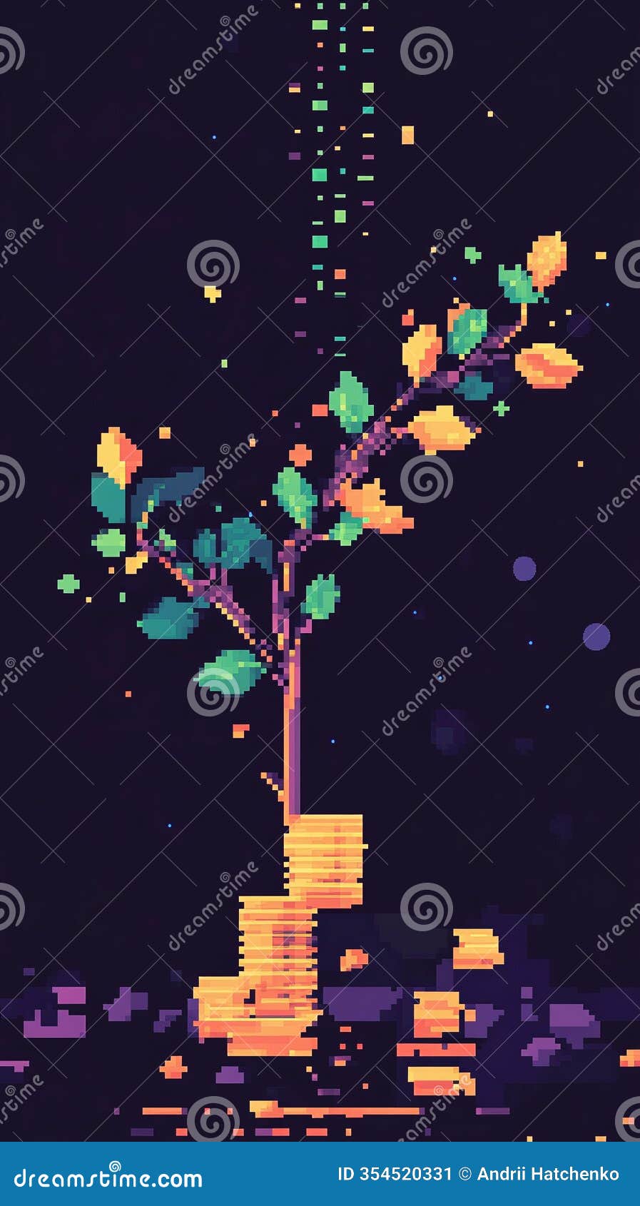 Pixelized Savings Growth Tracker with Animated Upward Movement. Stock ...