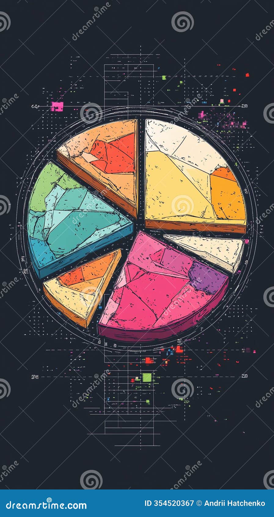 Pixelized Pie Chart Breaking Down Personal Monthly Budget Categories ...