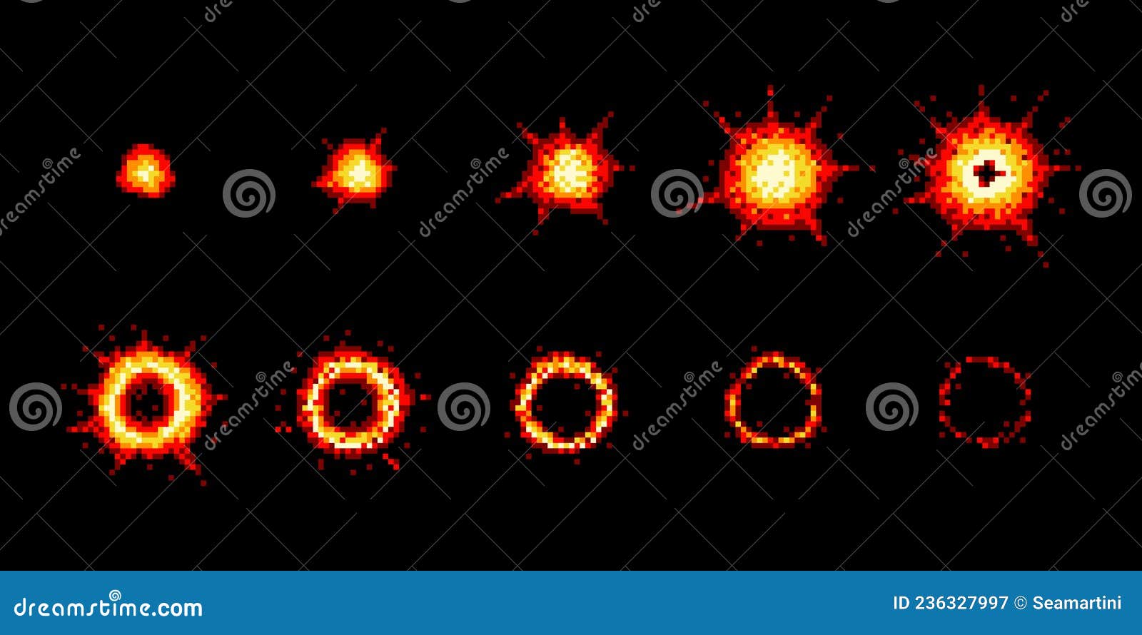 Pixelkunstexplosieboom of Barst Animatie Sprites Vector Illustratie ...