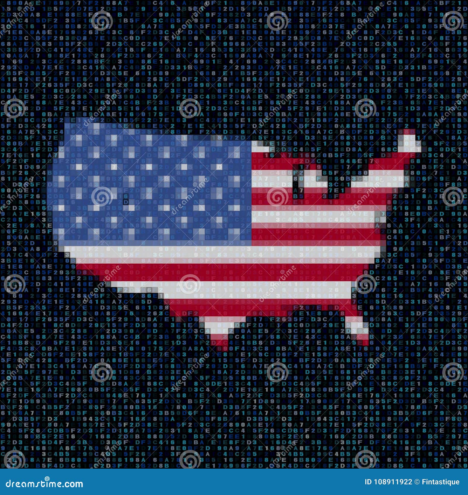 USA Map Flag On Hex Code Illustration | CartoonDealer.com #108911922