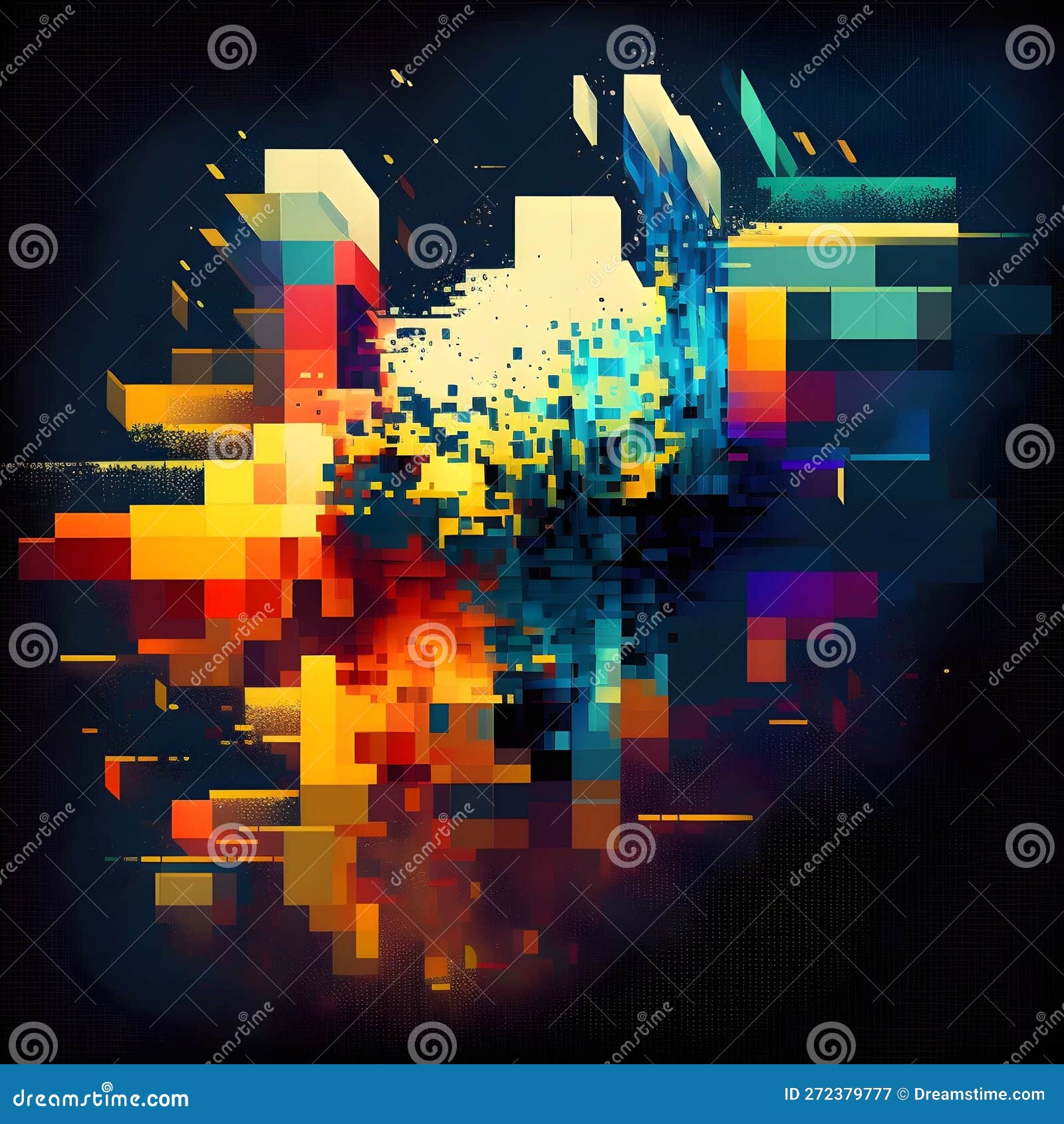 A Pixelly Rendered Design with Several Squares of Different Colors ...
