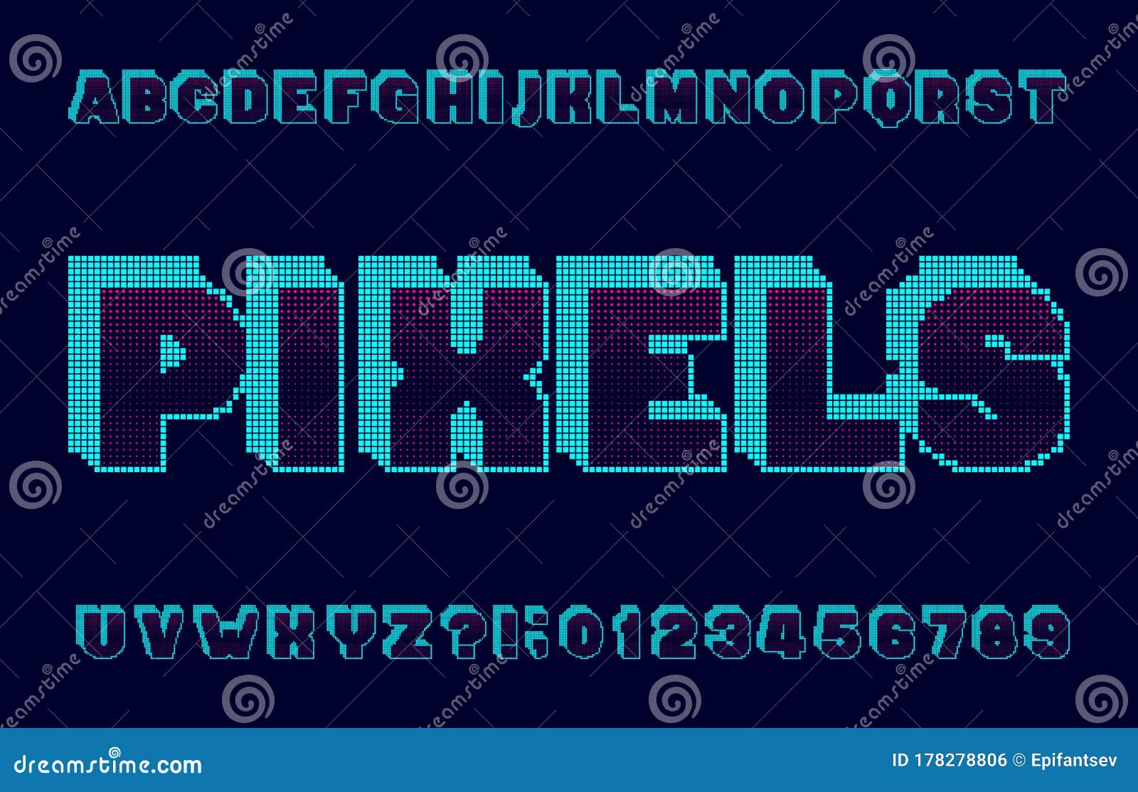 Pixels Alphabet Font. Digital Pixel Letters and Numbers Stock Vector ...