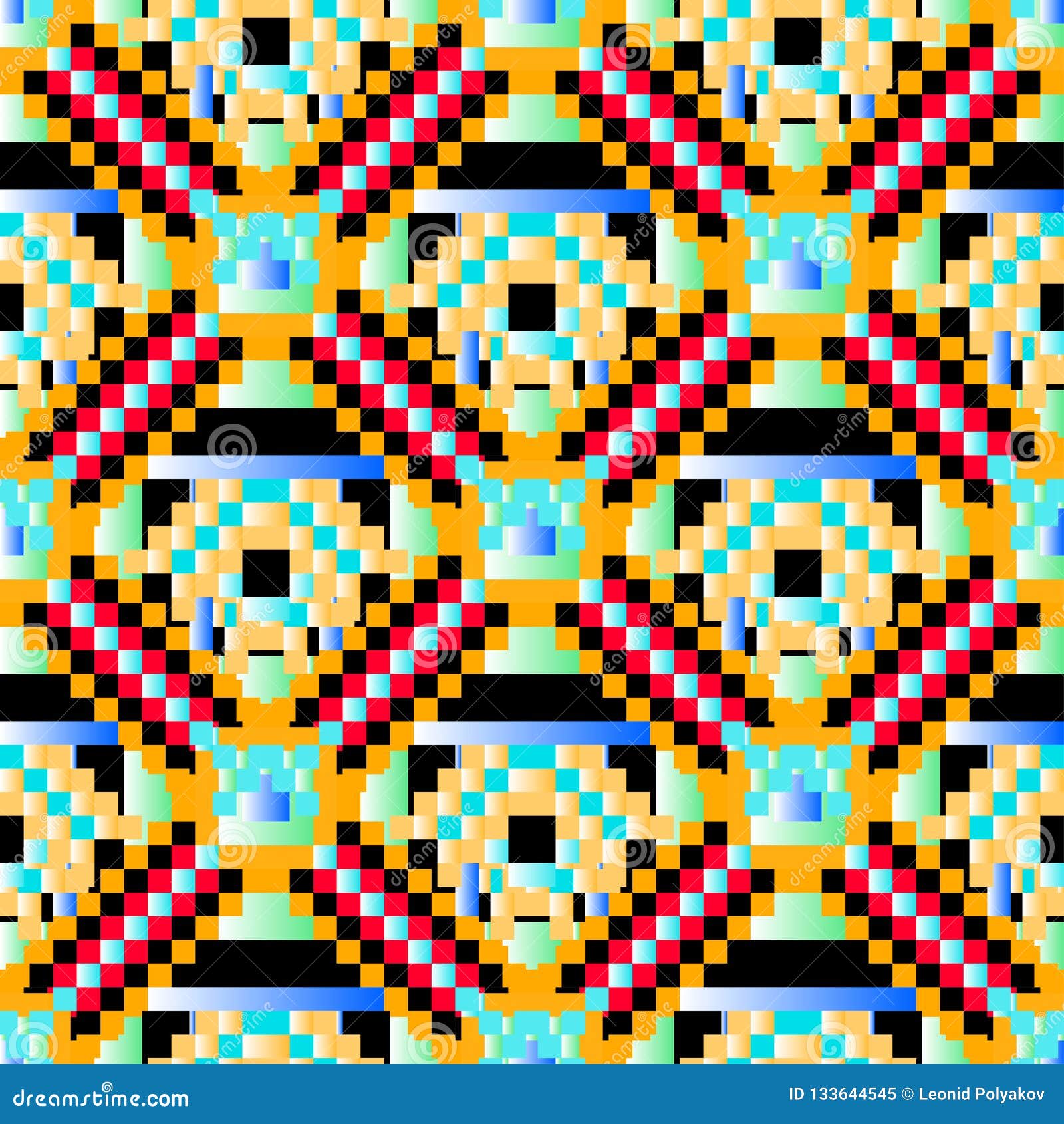 Pixels Beautiful Psychedelic Pattern Illustration Stock Illustration ...