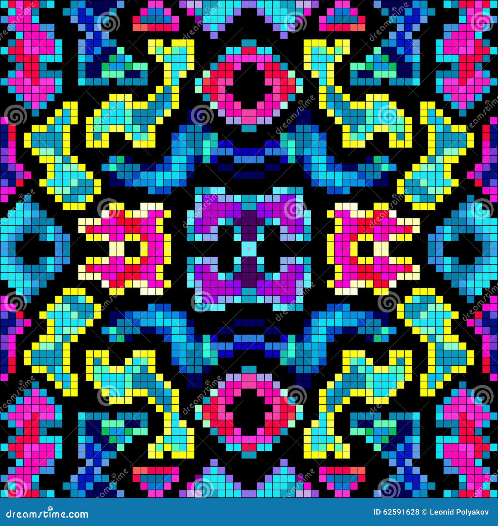 Pixels Colored Geometric Seamless Pattern Vector Illustration Stock ...